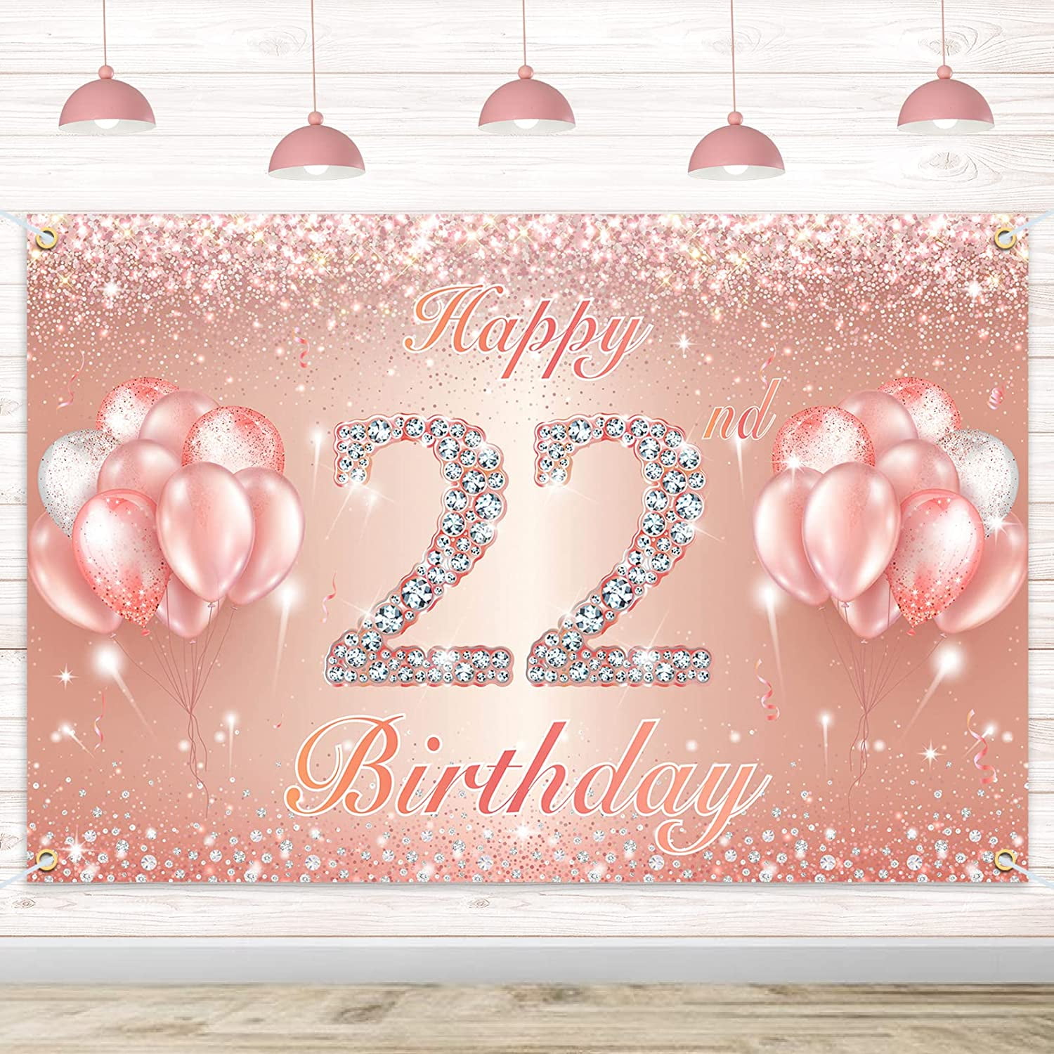 Happy 22nd Birthday Banner Backdrop - 22 Birthday Party Decorations ...