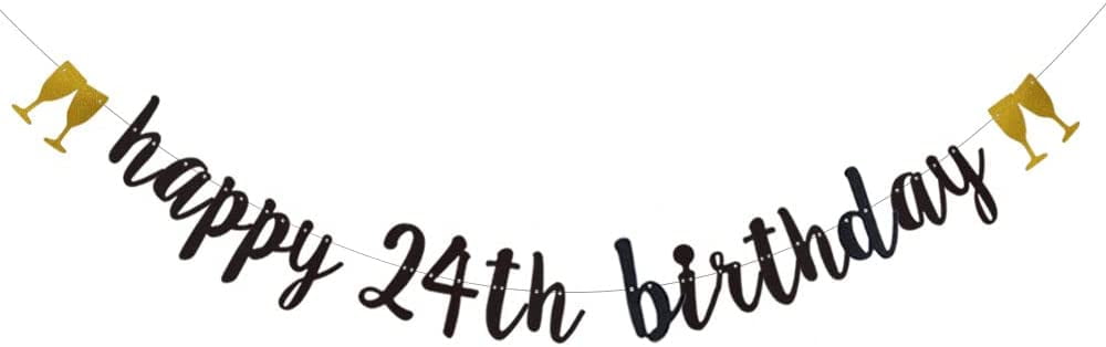 Happy 24th Birthday Banner,Pre-Strung, 24TH Birthday Party Garlands ...