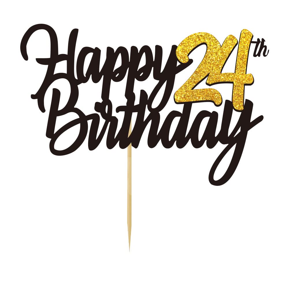 Happy 24th BirthdayTRDN Cake Toppers Glitter 24th Anniversary Cake ...