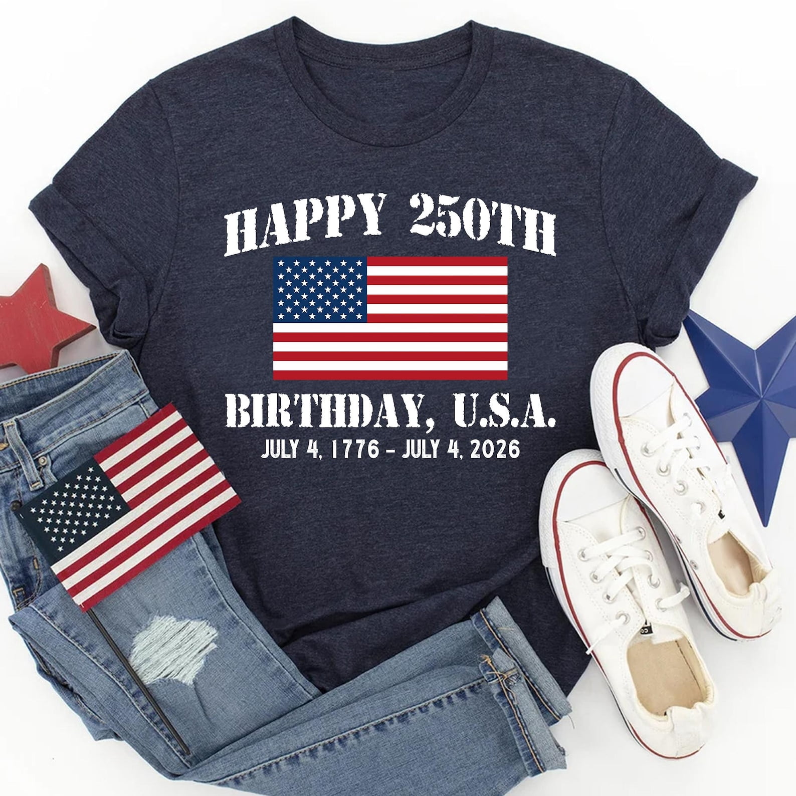 Happy 250th Birthday USA T-Shirt, America 250 Tee, Patriotic 4th of ...