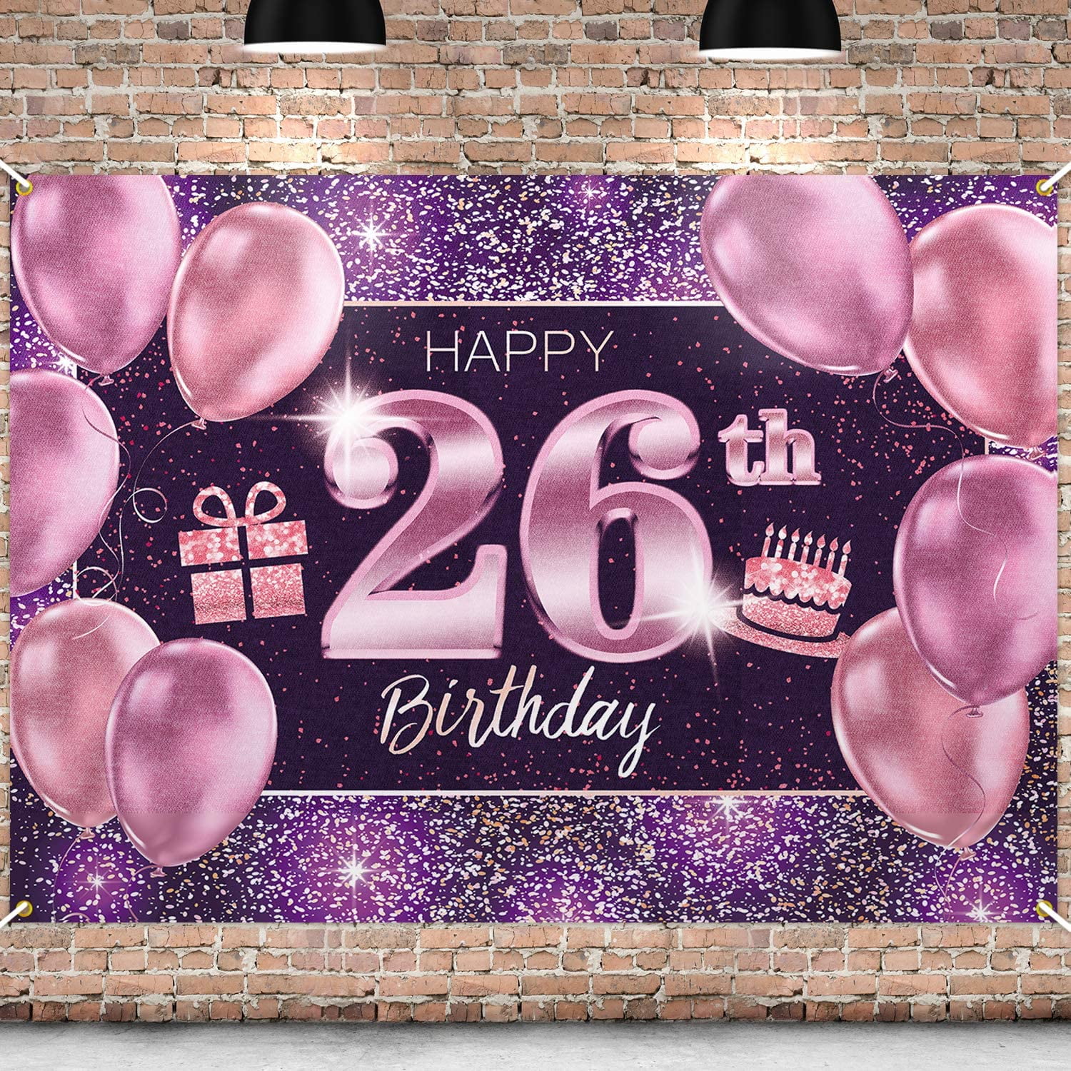 Happy 26th Birthday Banner Backdrop - 26 Birthday Party Decorations ...