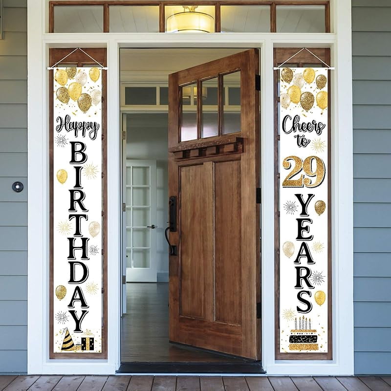 Happy 29th Birthday Decorations, Gold Balloon Birthday Theme Door ...
