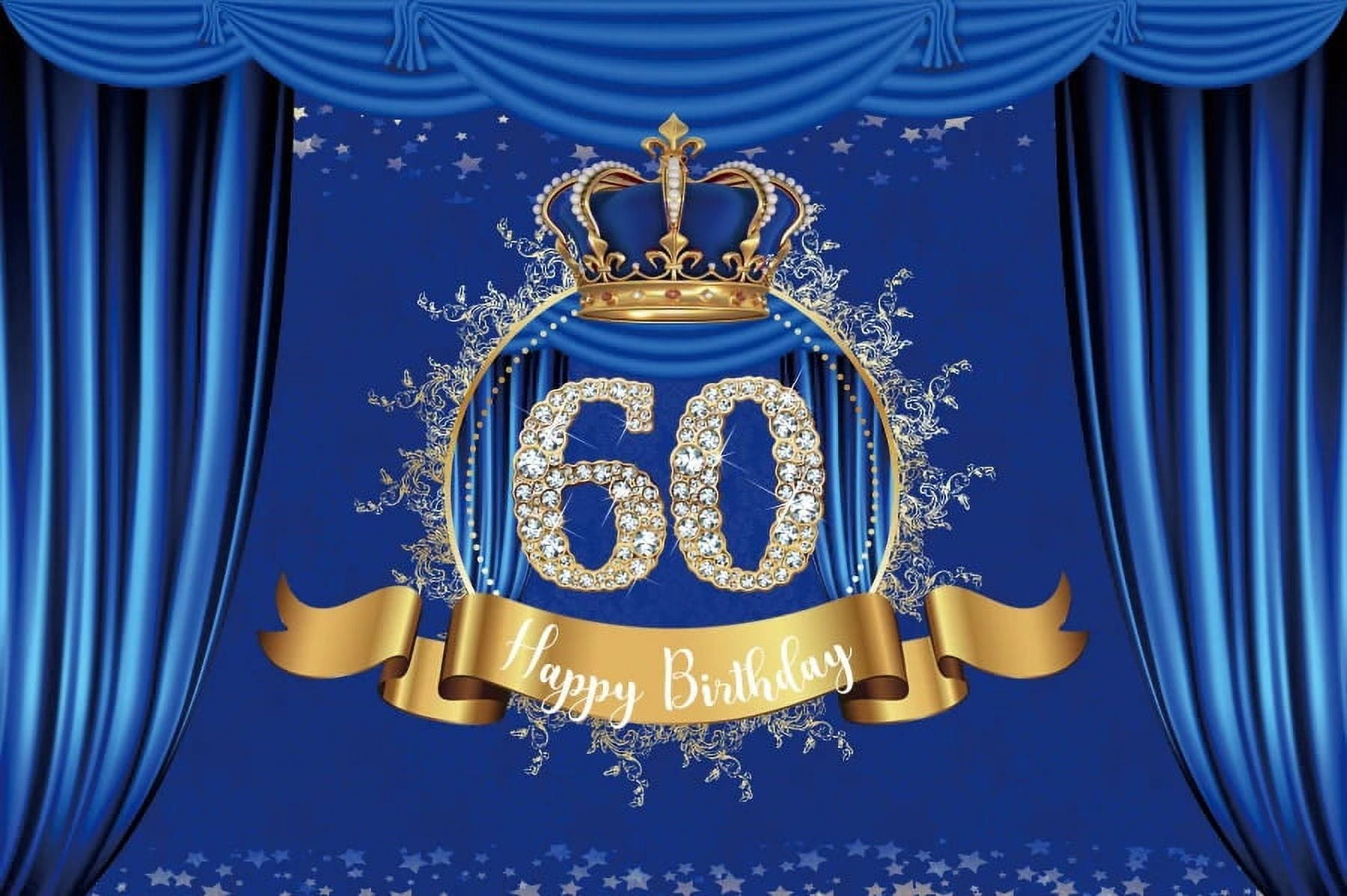 Happy 30 40 50 th Birthday Photocall Backgrounds Blue Curtain CrownParty Banner Customized ...