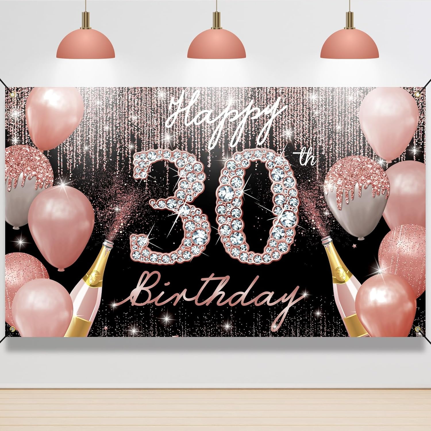 Happy 30th Birthday Backdrop Banner, 30th Birthday Decoration for Women ...