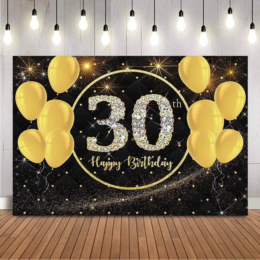 Happy 30th Birthday Backdrop Glitter Shining Dots Background for Photo ...