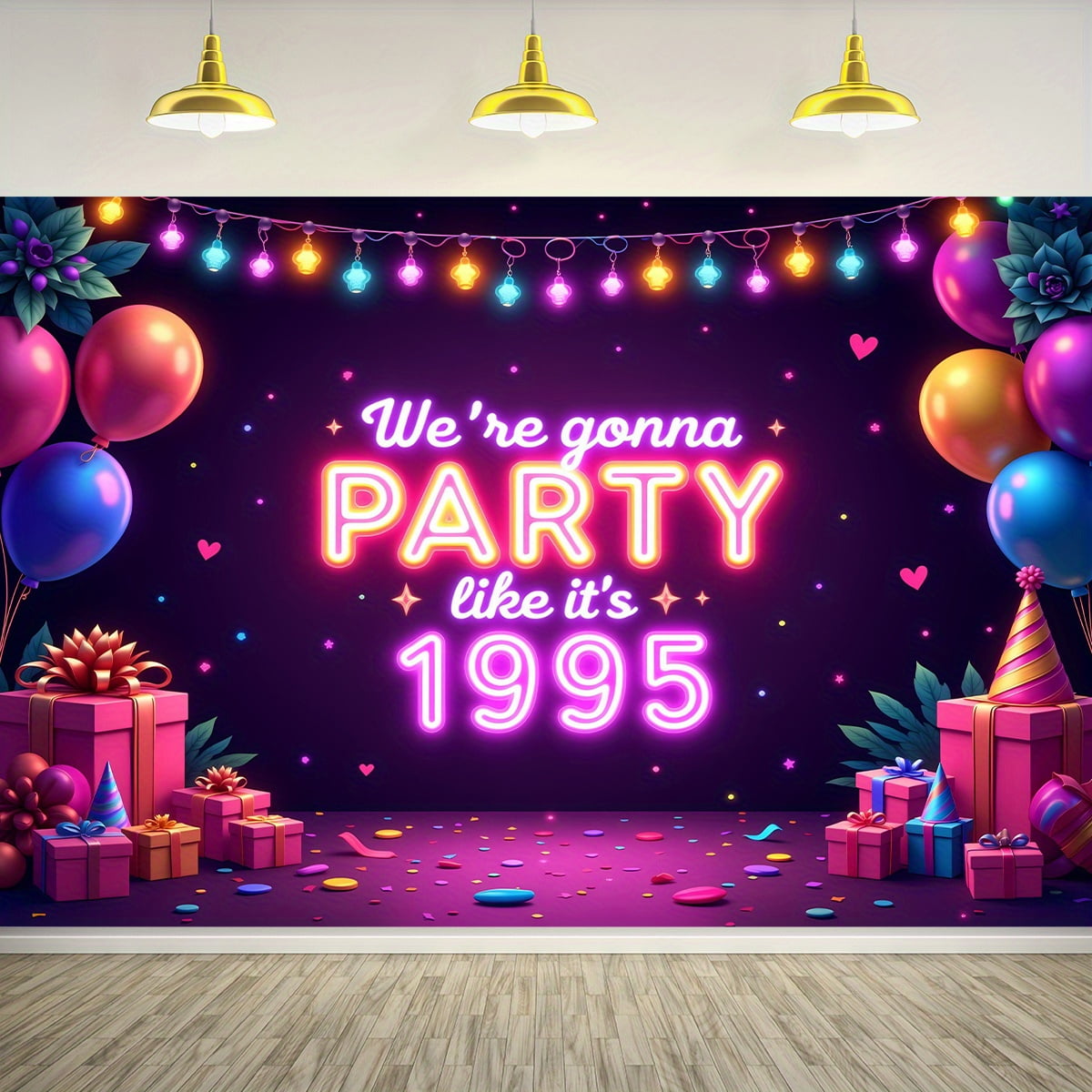 Happy 30th Birthday Backdrop Neon We're Gonna Party Like It's 1995 ...