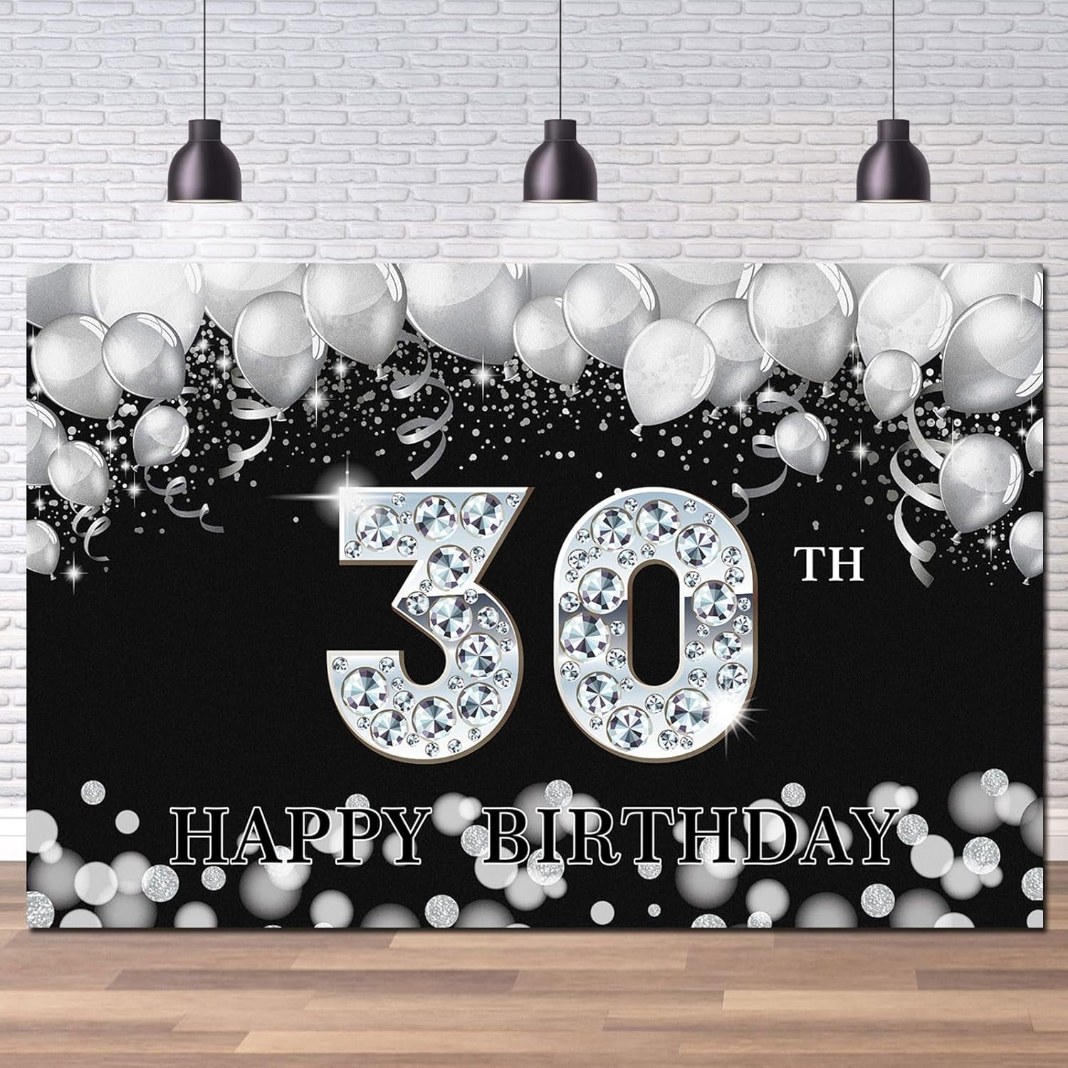 Happy 30th Birthday Backdrop, Thirty Years Old Birthday Decoration ...