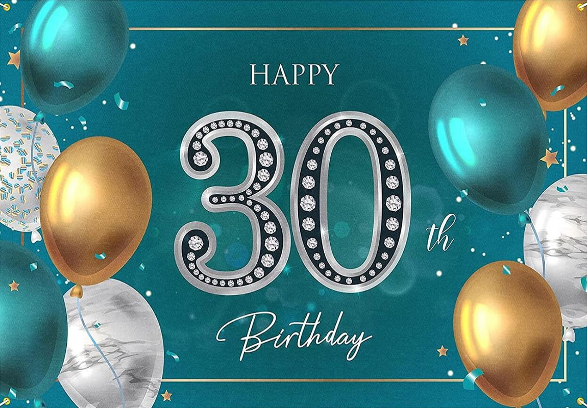 Happy 30th Birthday Background Photography Backdrops Golden Custom ...