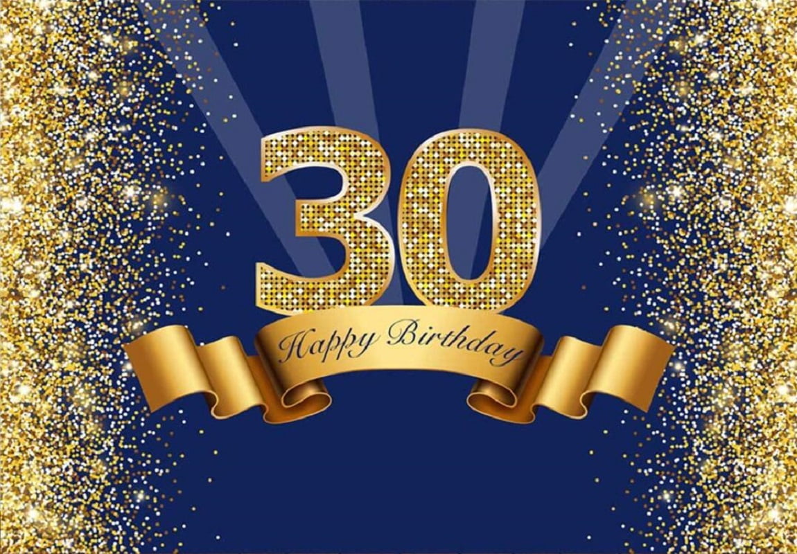 Happy 30th Birthday Background Photography Backdrops Golden Custom ...