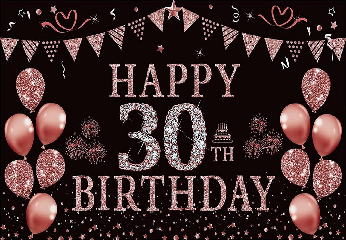 Happy 30th Birthday Background Photography Backdrops Golden Custom ...