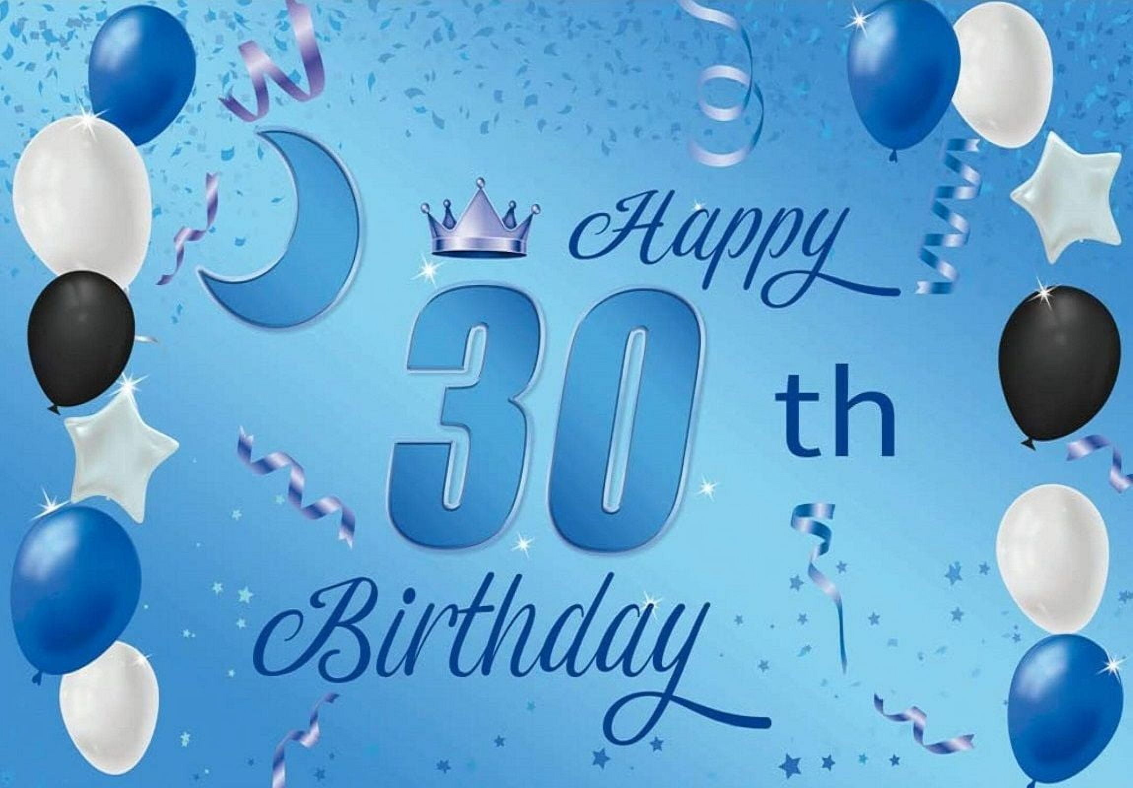 Happy 30th Birthday Balloon Custom Backdrop Background Boy Photo Golden ...