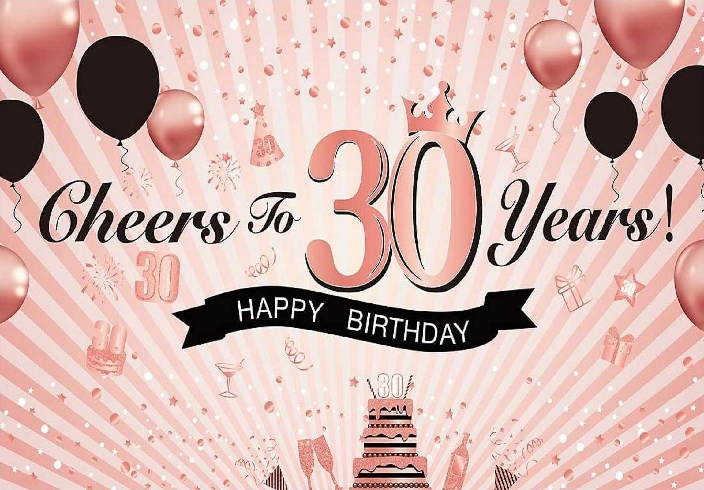 Happy 30th Birthday Balloon Custom Backdrop Background Boy Photo Golden ...