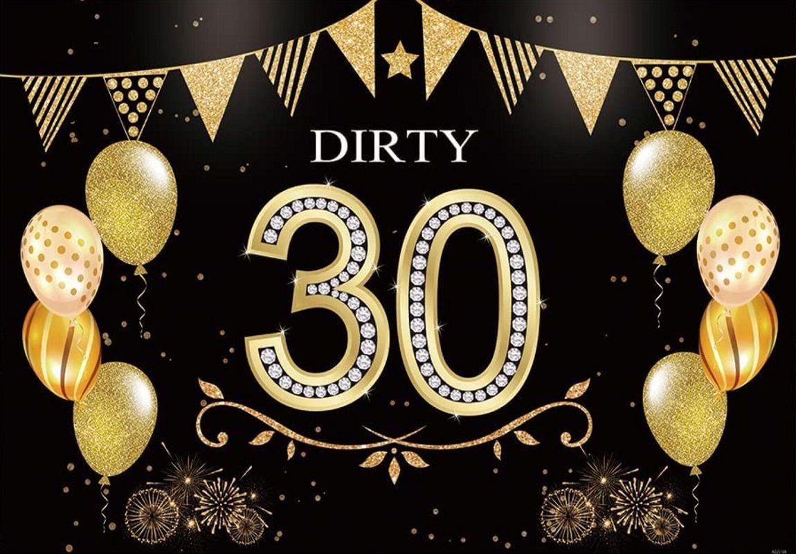 Happy 30th Birthday Balloon Custom Backdrop Background Boy Photo Golden ...
