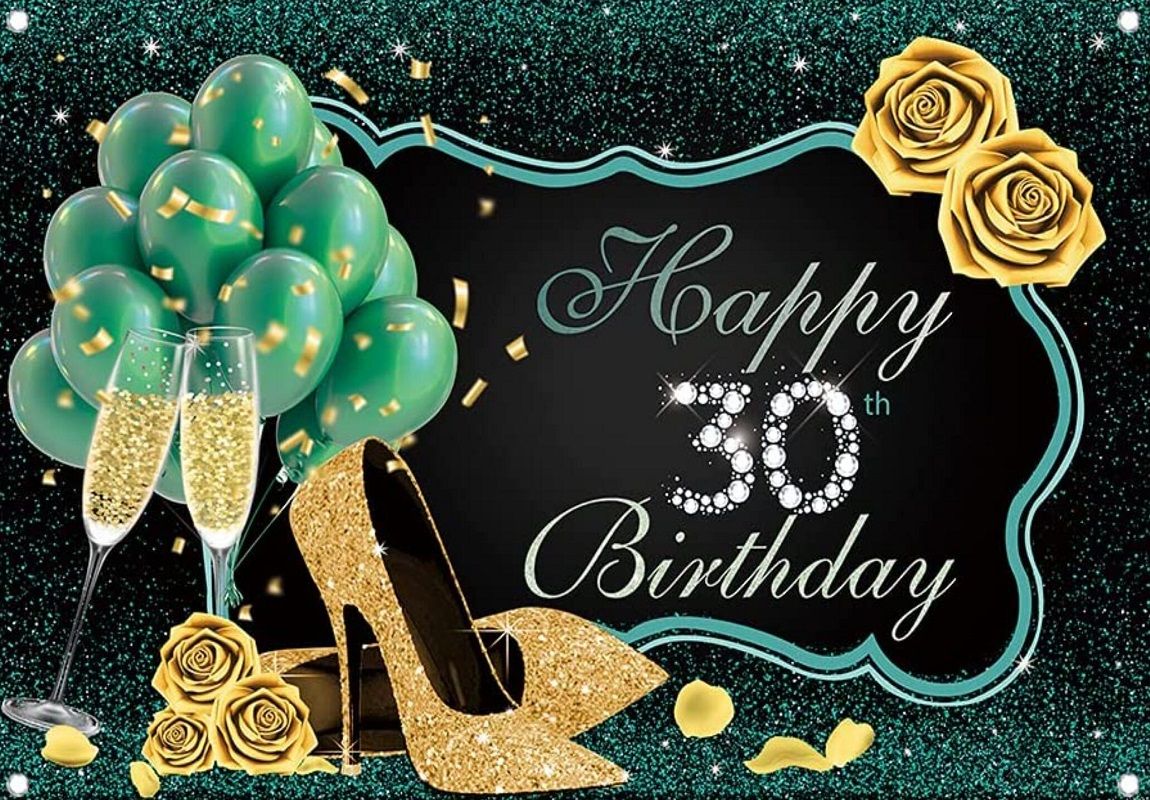 Happy 30th Birthday Balloon Custom Backdrop Background Boy Photo Golden ...