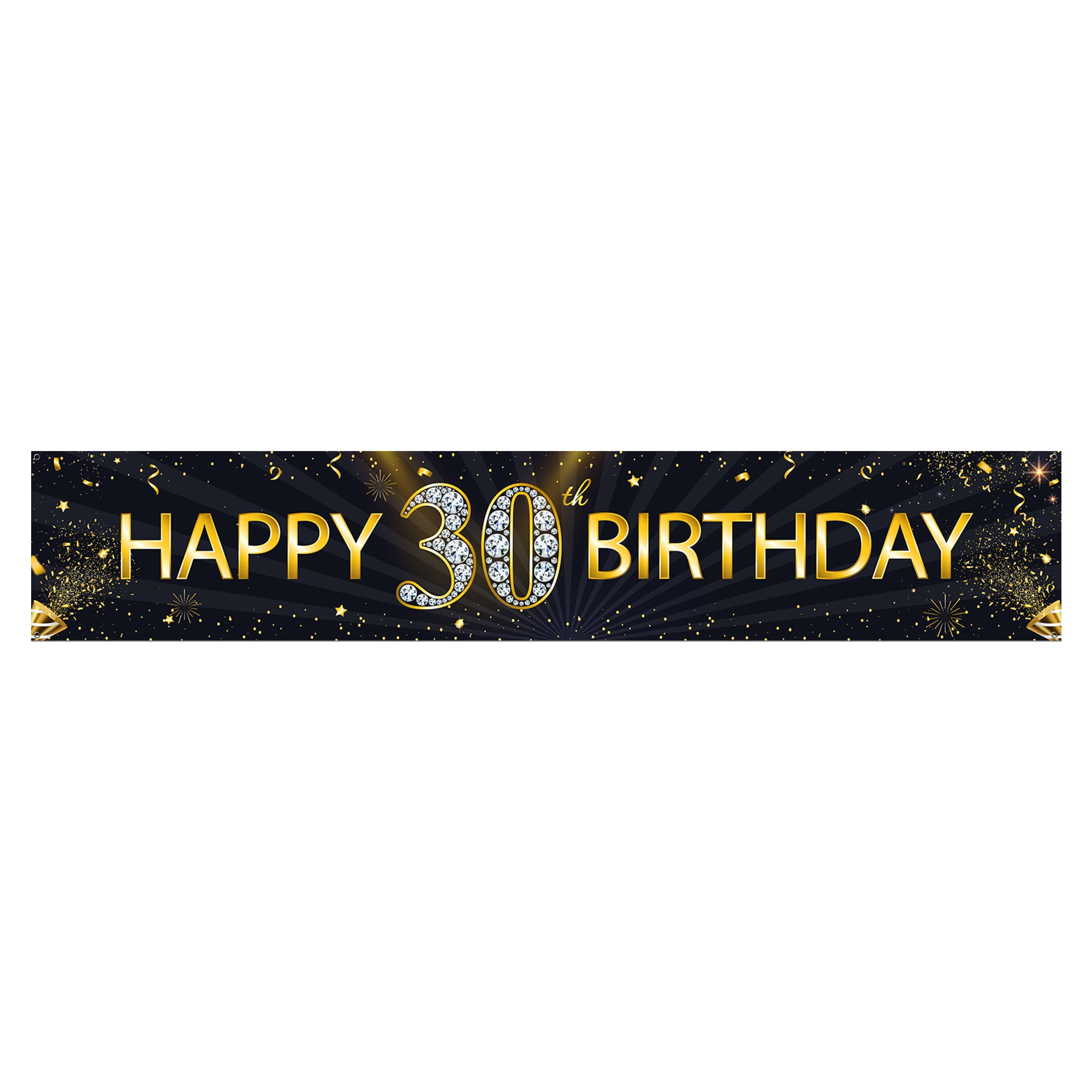 Happy 30th Birthday Banner , Black Gold Happy Birthday Sign Banner ...