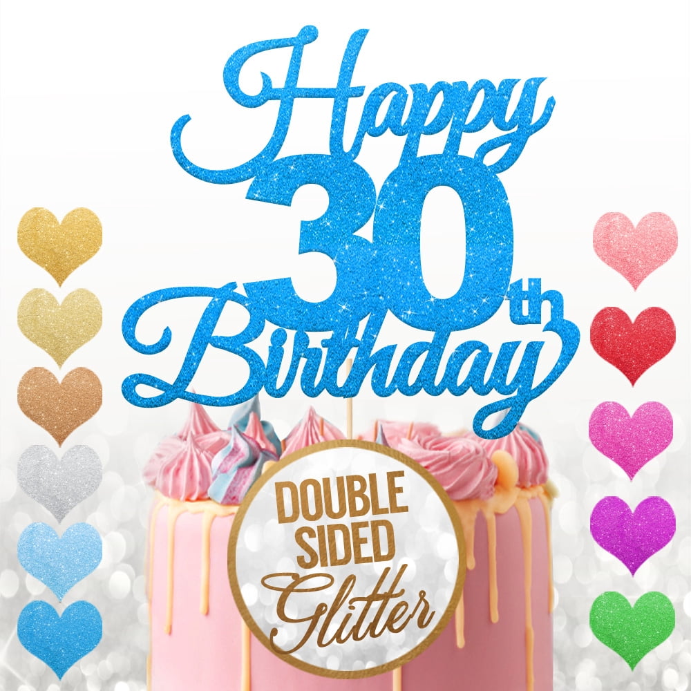 Happy 30th Birthday Cake Topper, Cheers to 30 Years, 30 & Fabulous ...
