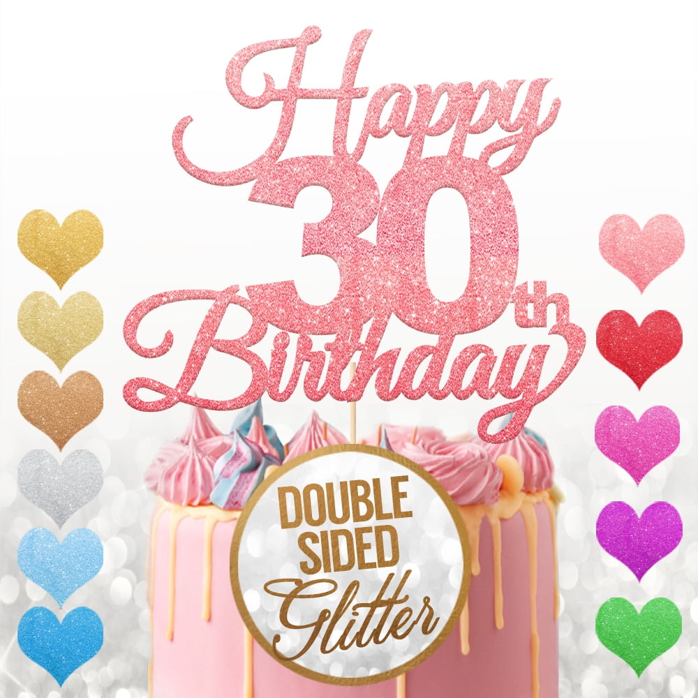 Happy 30th Birthday Cake Topper, Cheers to 30 Years, 30 & Fabulous ...