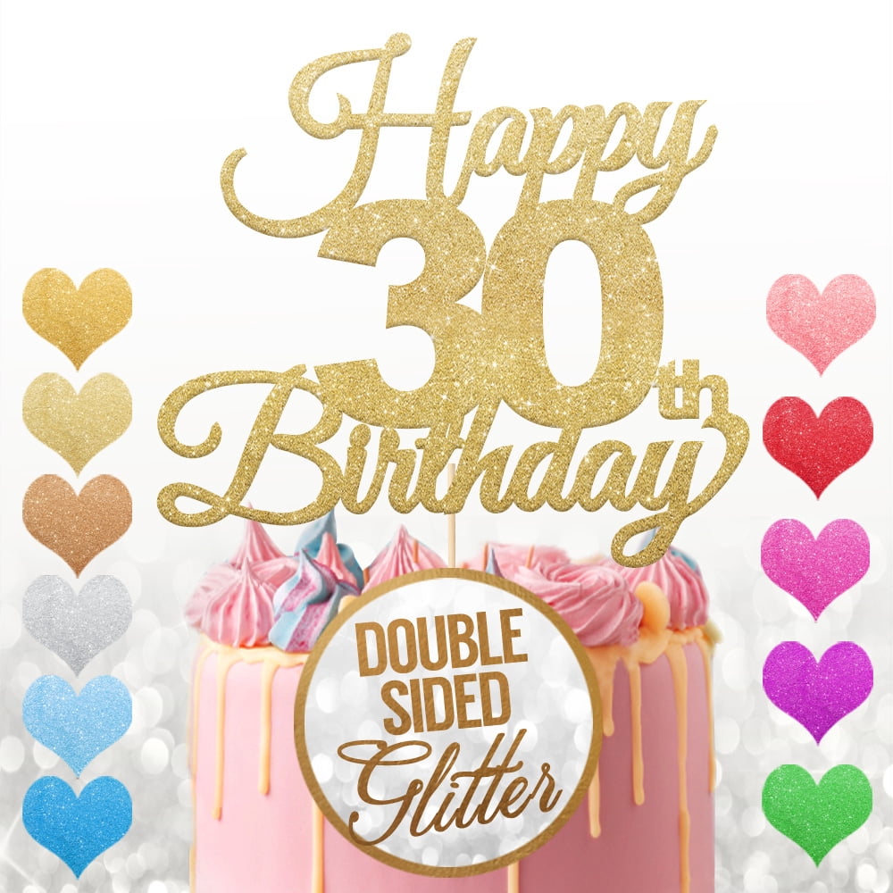 Happy 30th Birthday Cake Topper, Cheers to 30 Years, 30 & Fabulous ...