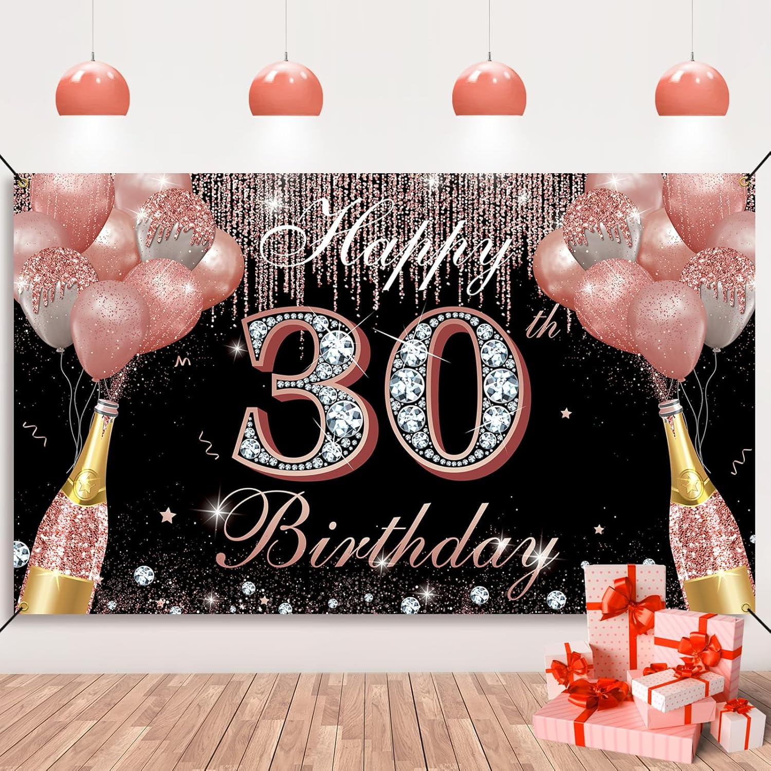 Happy 30th Birthday Decorations for Women Rose Gold, Cheers to 30 Years ...