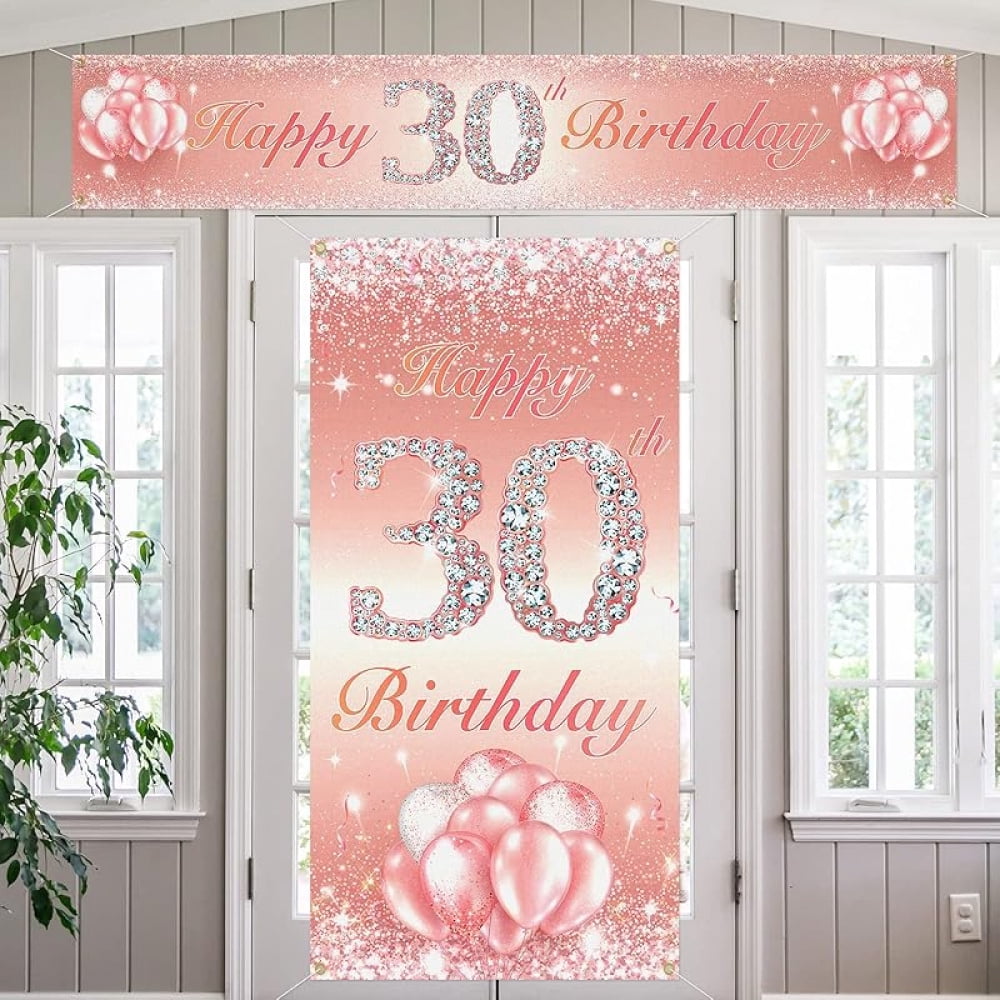 Happy 30th Birthday Door Cover Porch Long Banner Sign Set 30 Years Old ...