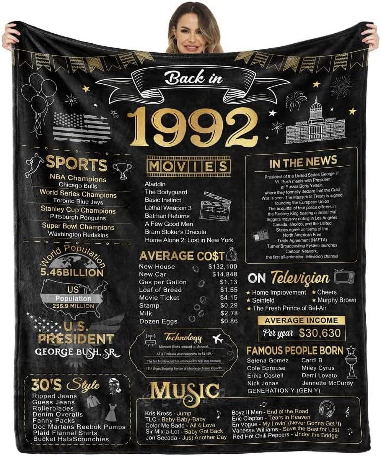 Happy 30th Birthday Gifts for Men Women Blanket 1992 30th Birthday ...