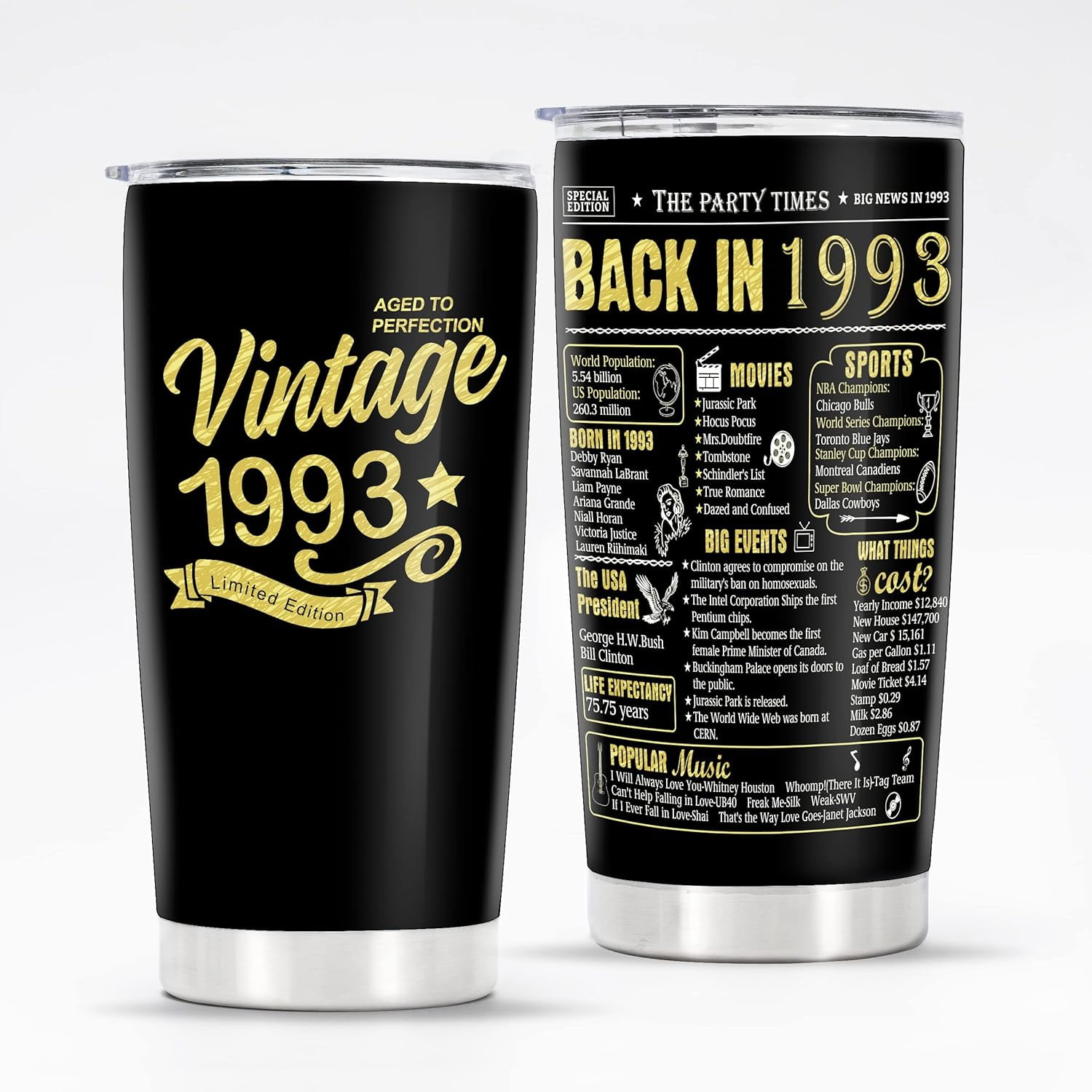 Happy 30th Birthday Tumblers Gifts for Men Women, Back in 1993 ...
