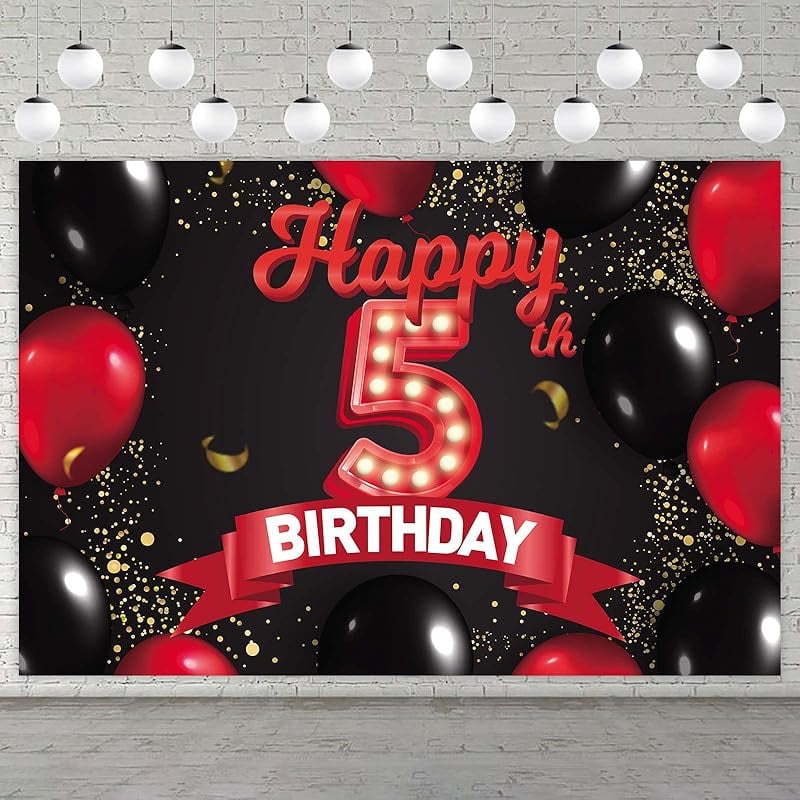 Happy 31st Birthday Red and Black Banner Backdrop Decorations Balloons ...