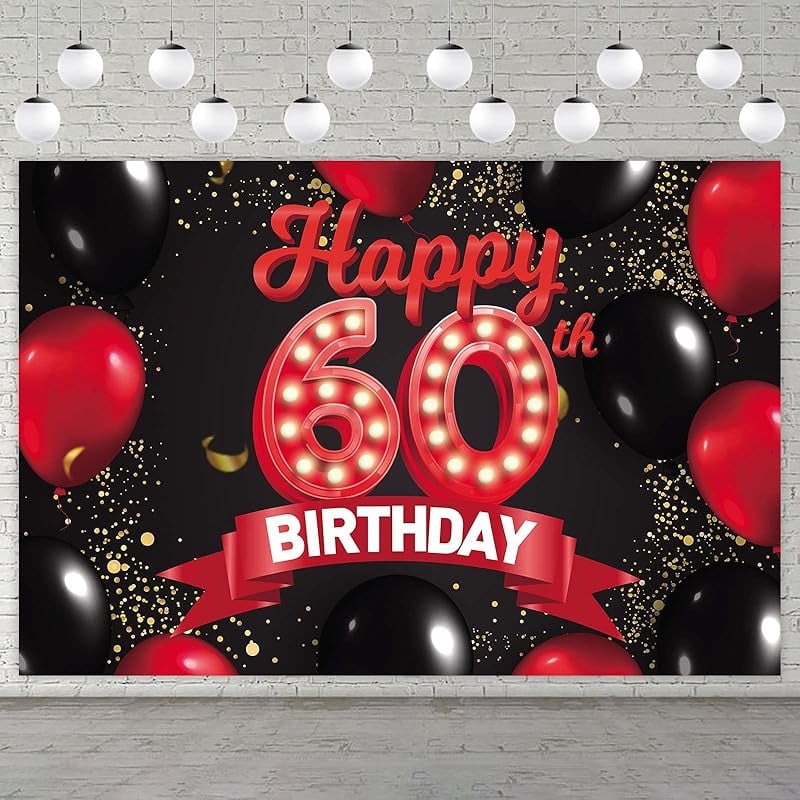 Happy 31st Birthday Red and Black Banner Backdrop Decorations Balloons ...