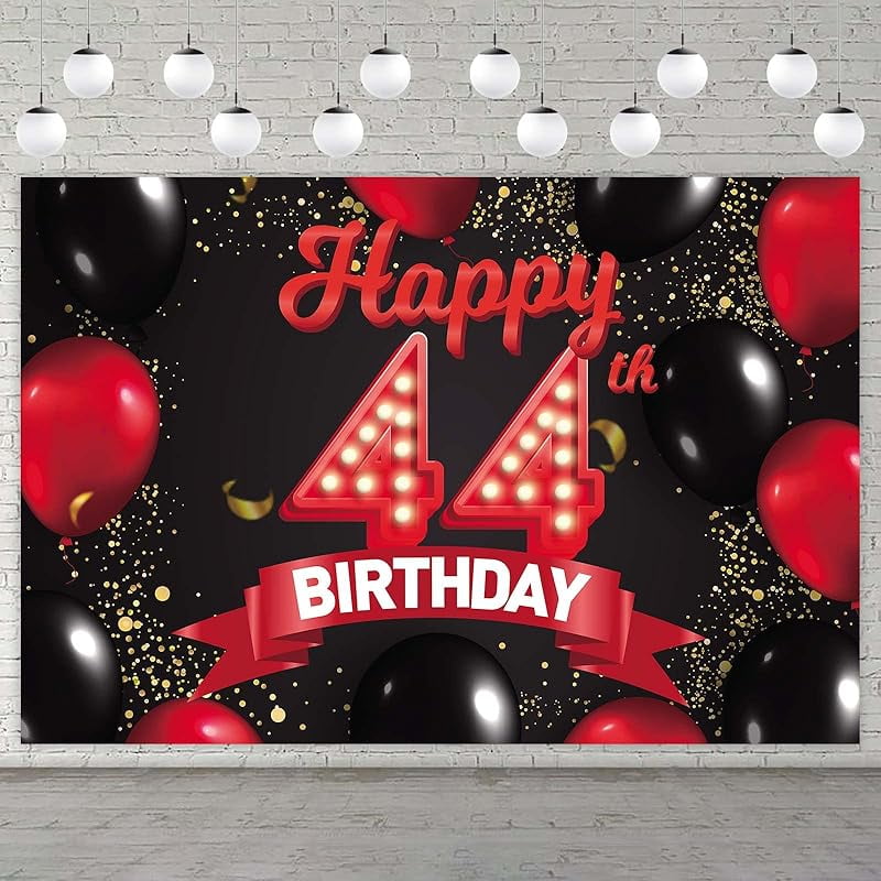 Happy 31st Birthday Red and Black Banner Backdrop Decorations Balloons ...
