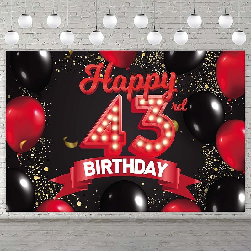 Happy 31st Birthday Red and Black Banner Backdrop Decorations Balloons ...