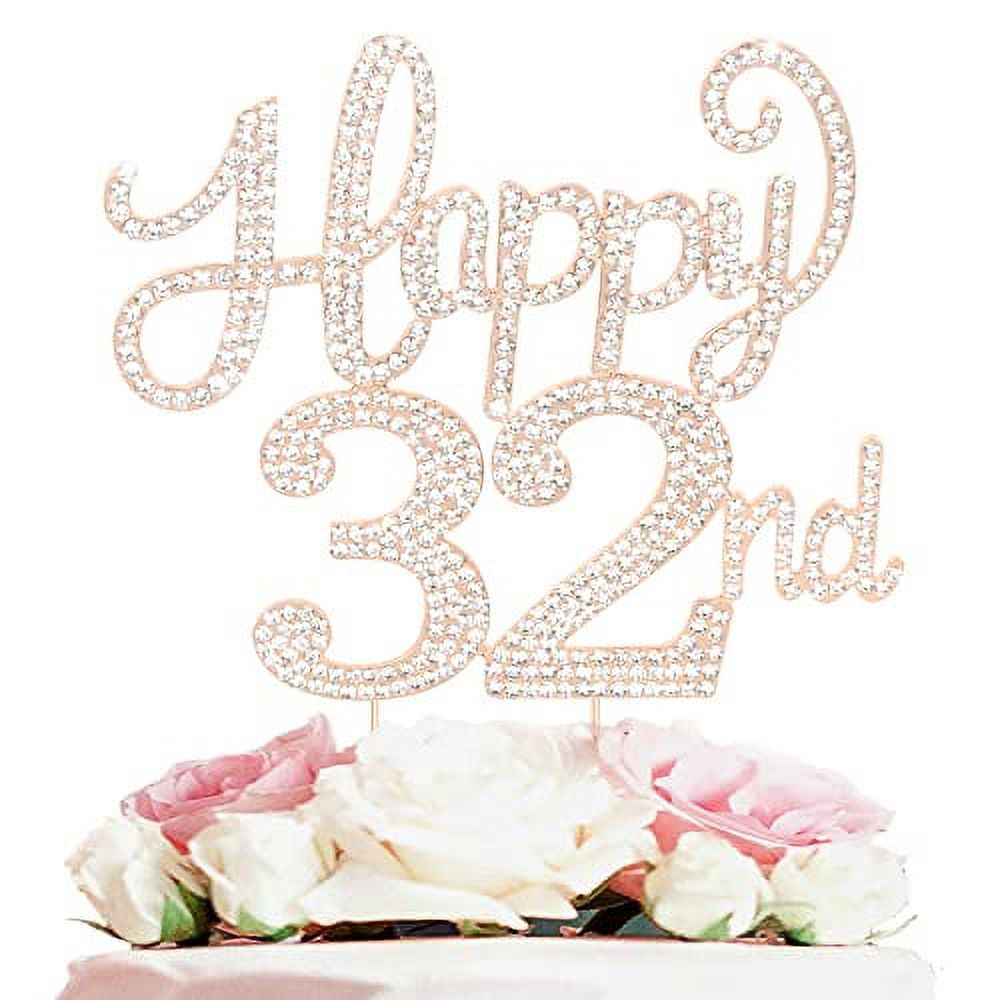 Happy 32nd Birthday Decorations,32nd Birthday Gold Rhinestone Cake ...