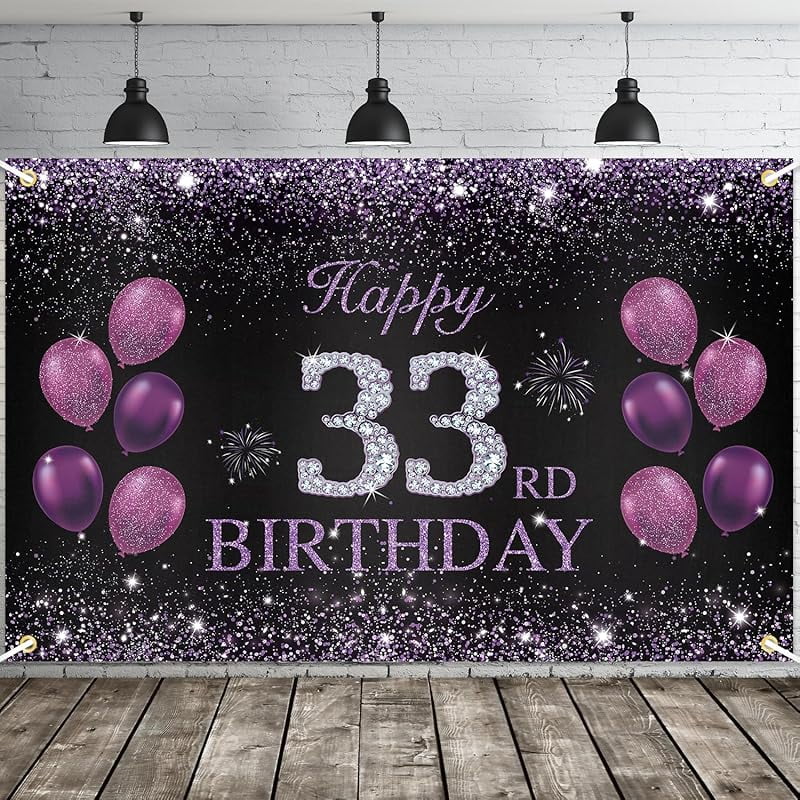 Happy 33th Birthday Banner, Happy Birthday Party Decorations, Birthday ...