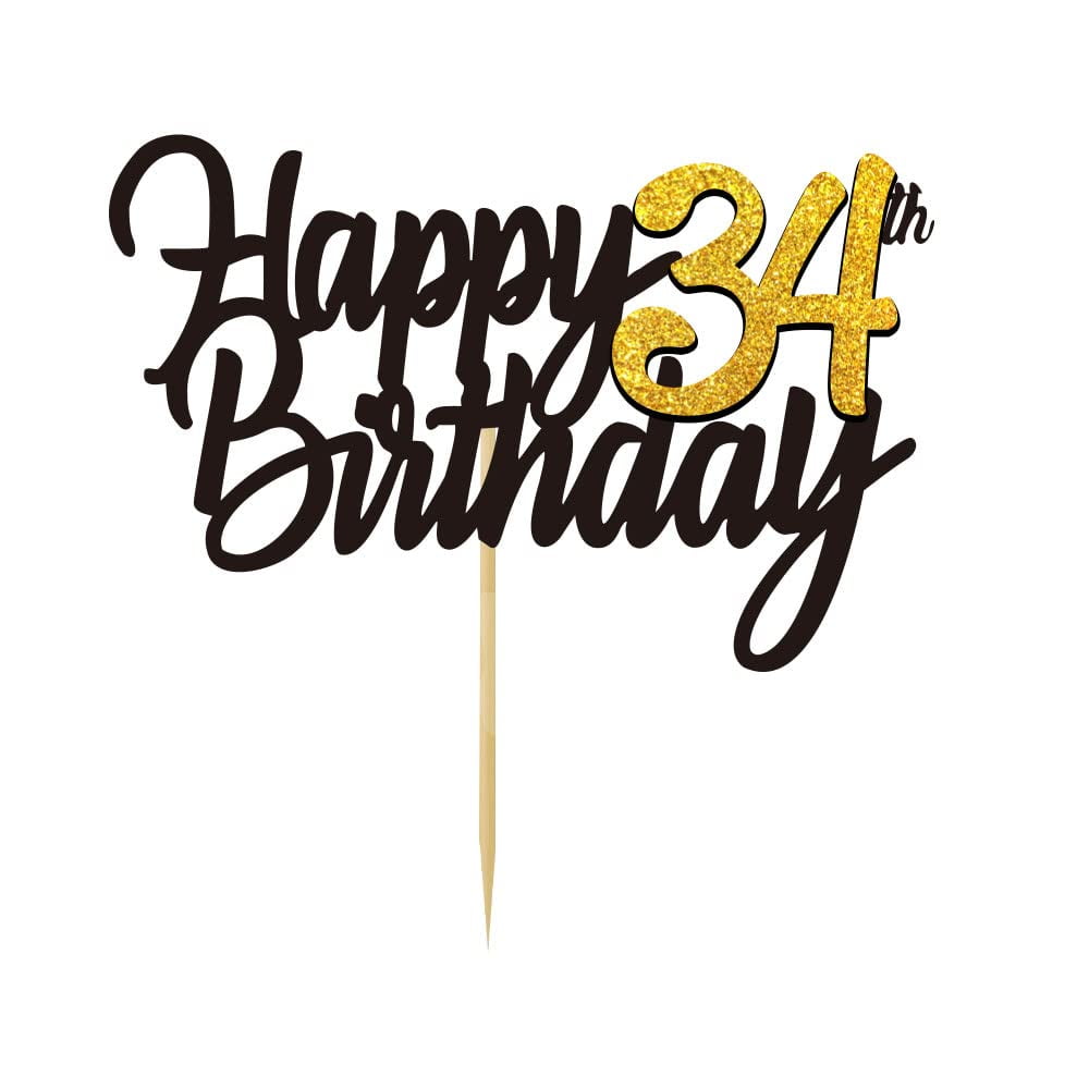 Happy 34th BirthdayTRDN Cake Toppers Glitter 34th Anniversary Cake ...
