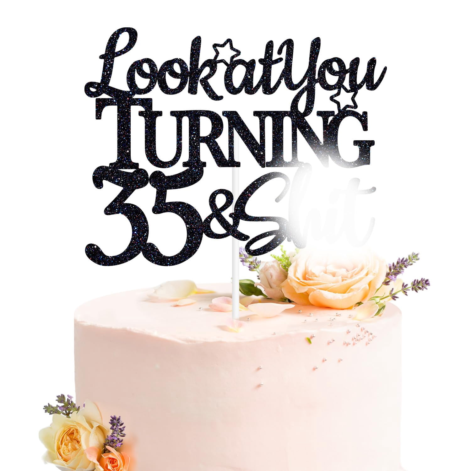 Happy 35th Birthday PresNok Cake Topper, Look at you Turning 35, Cheers ...