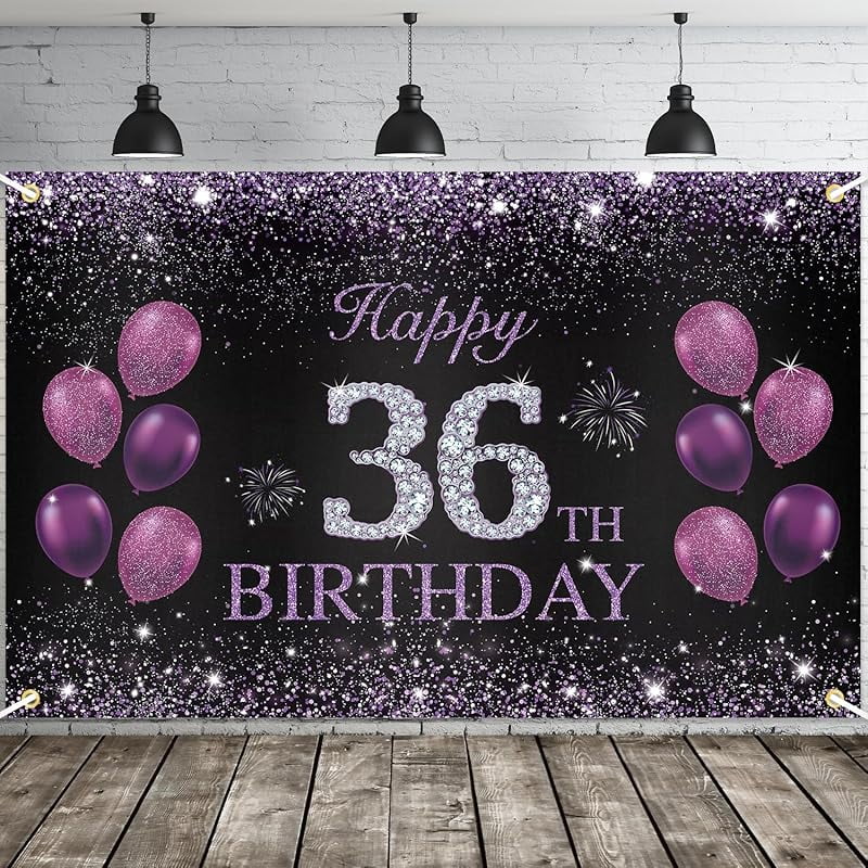 Happy 36th Birthday Banner, Happy Birthday Party Decorations, Birthday ...