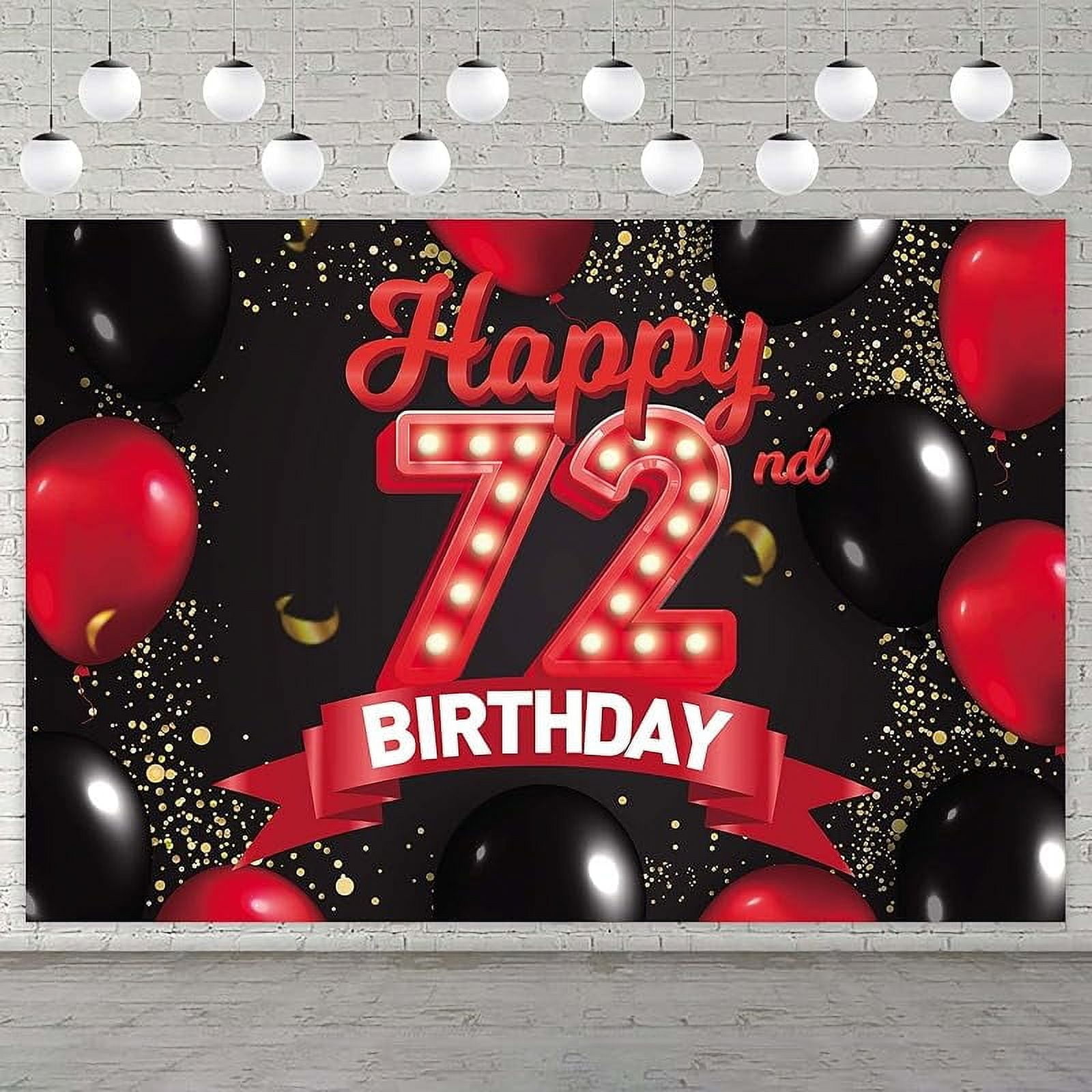 Happy 36th Birthday Red and Black Banner Backdrop Decorations Balloons ...