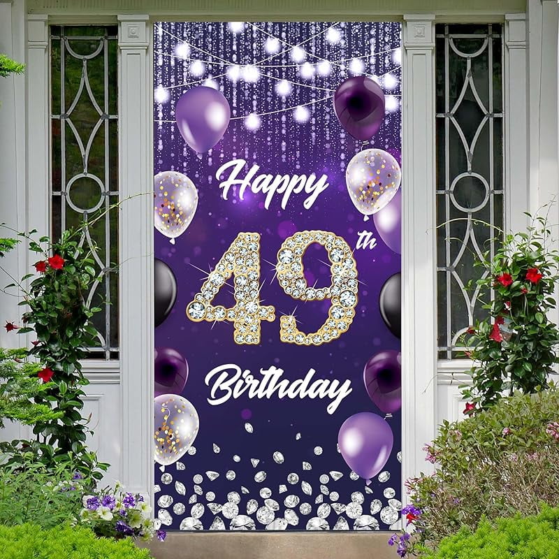 Happy 39th Birthday Backdrop Banner Purple Theme Background with Shiny ...