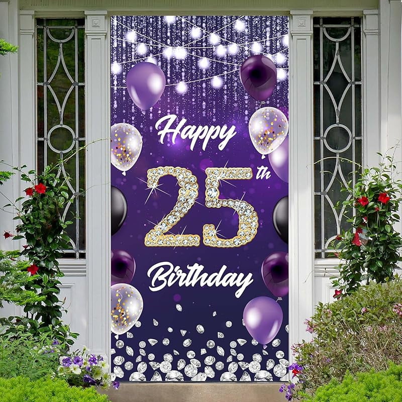 Happy 39th Birthday Backdrop Banner Purple Theme Background with Shiny ...