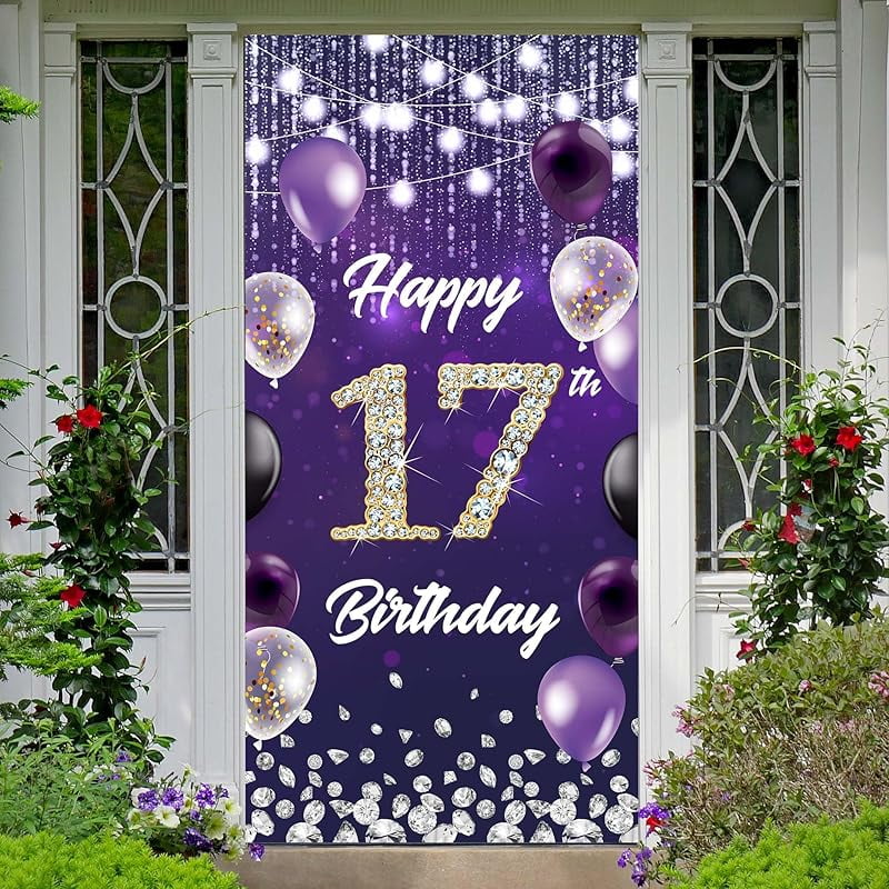 Happy 39th Birthday Backdrop Banner Purple Theme Background with Shiny ...