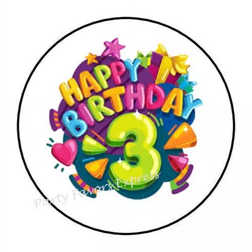 Happy 3Rd Birthday Stickers Party Favors Phone Decal Water Bottle ...