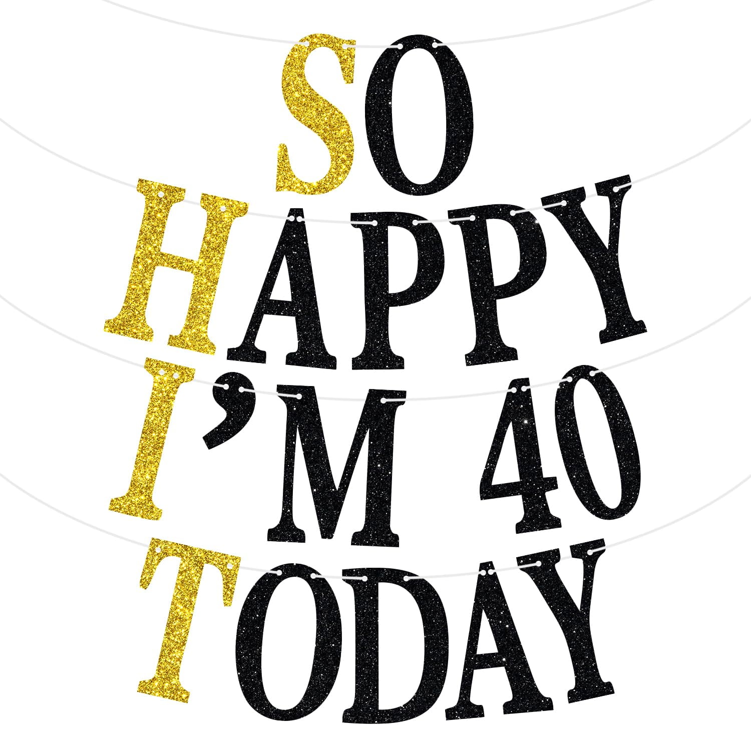 So Happy I'm 40 Today Banner, Funny 40th Bunting Sign for Men Women ...