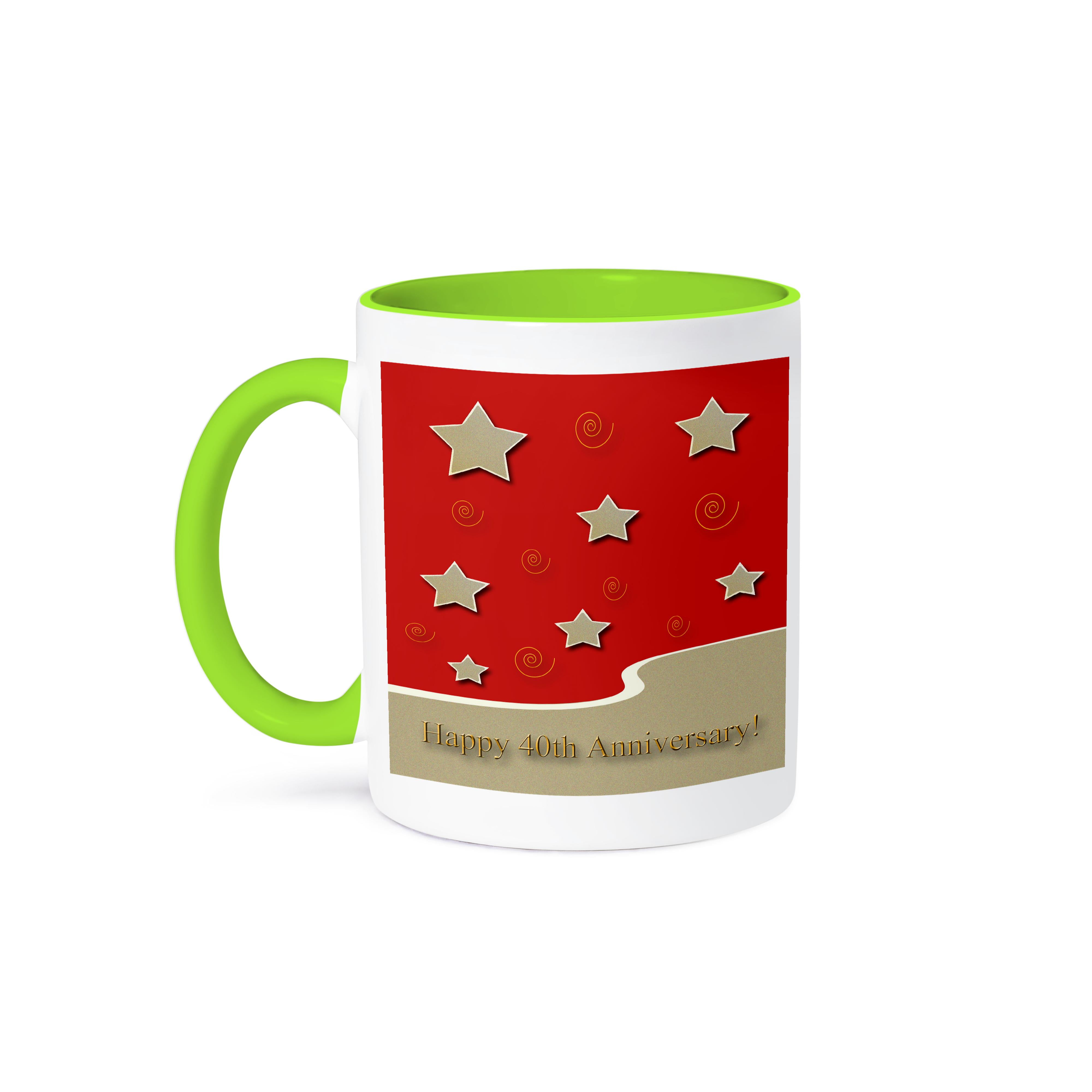 3dRose, Happy 40th Anniversary, Gold Stars on Red, Employee Anniversary ...