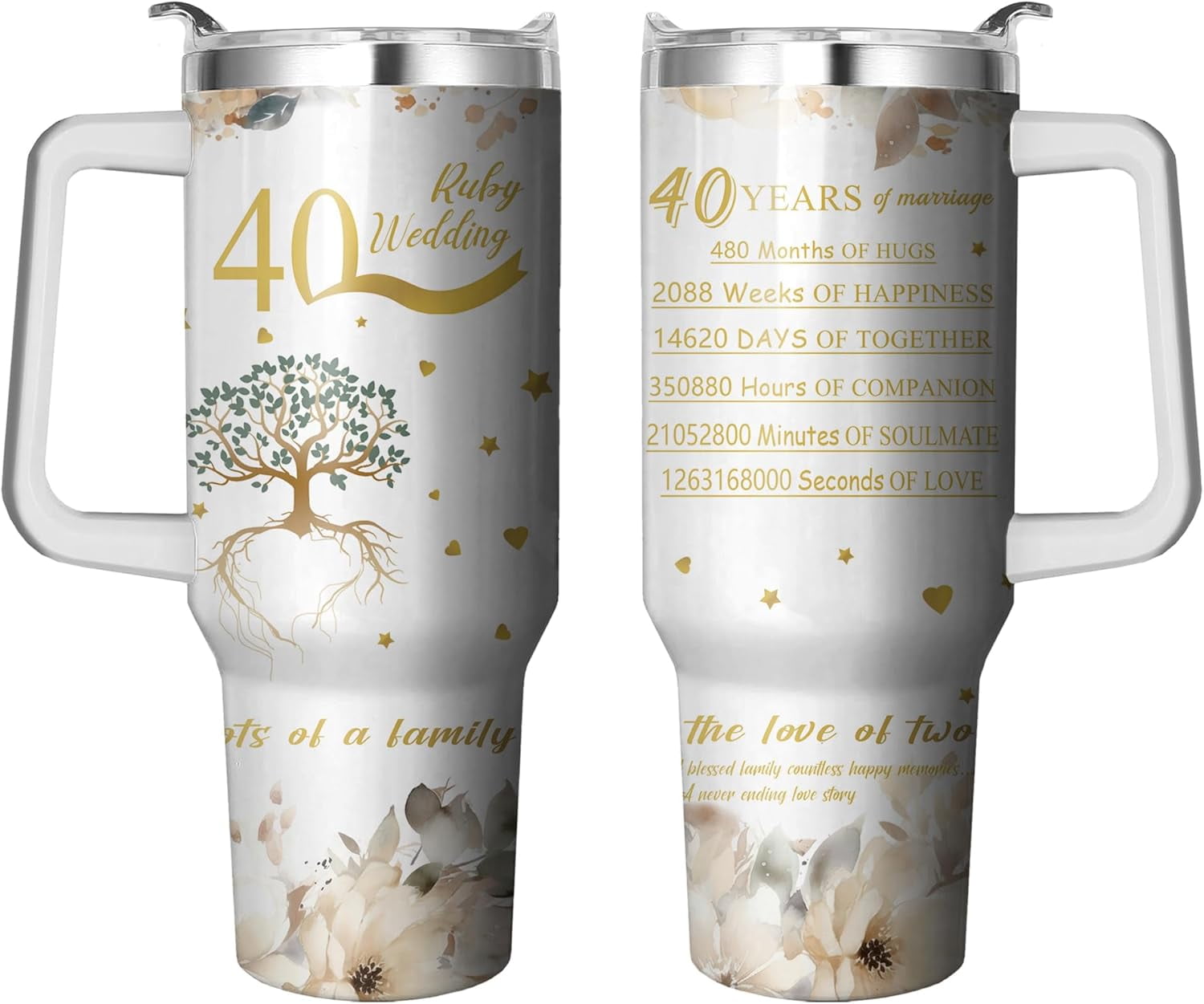 Happy 40th Anniversary Wedding Gift 40 Oz Tumbler for Men Women ...
