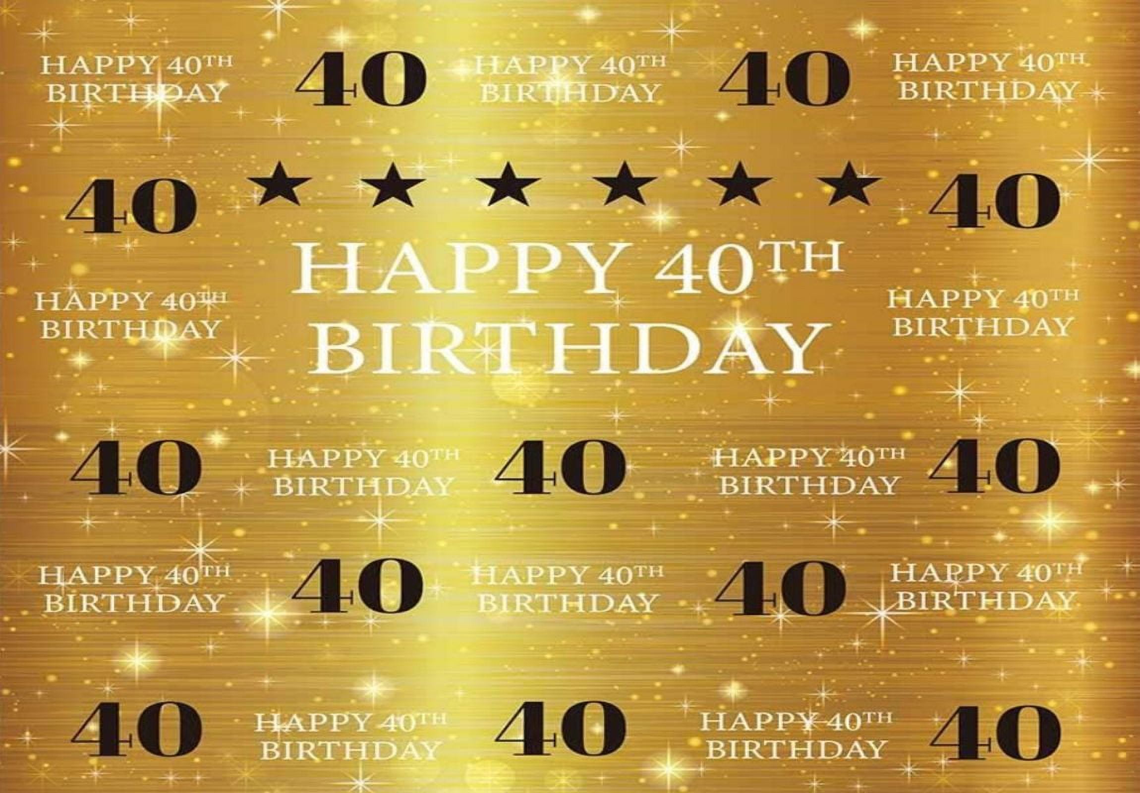 Happy 40th Birthday Backdrop Banner Black and Gold Birthday Poster ...