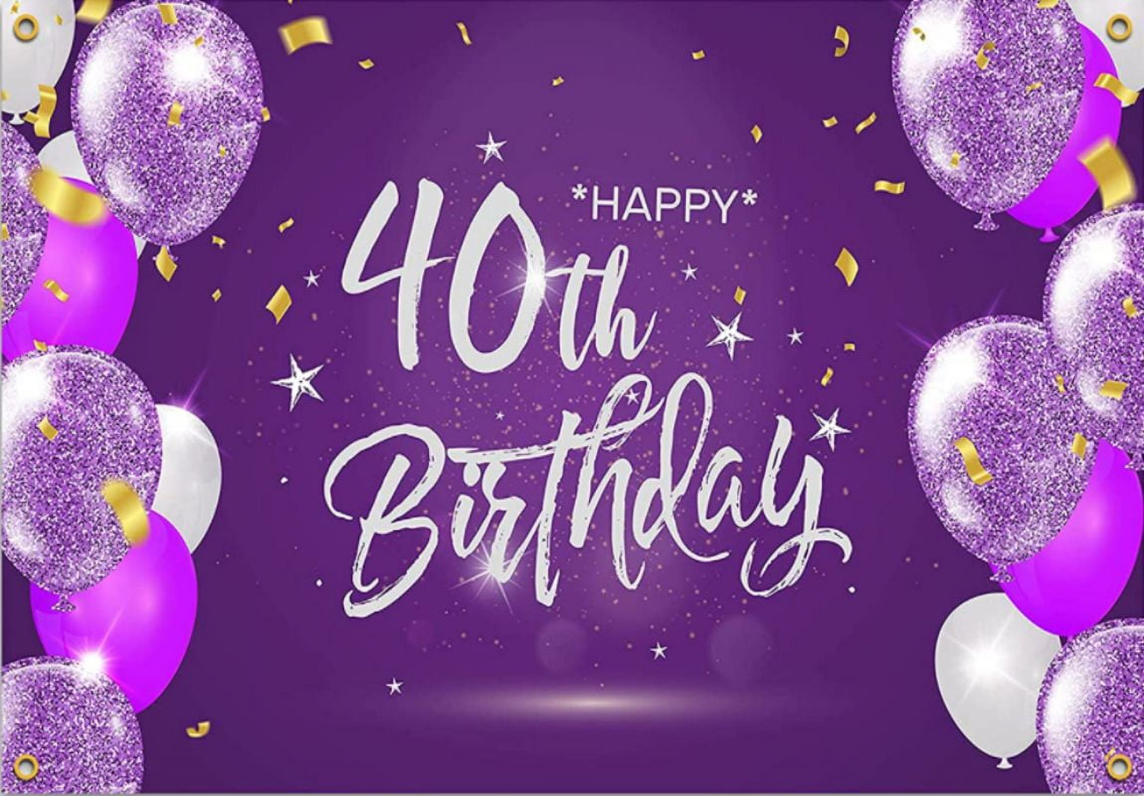 Happy 40th Birthday Backdrop Banner Black and Gold Birthday Poster ...