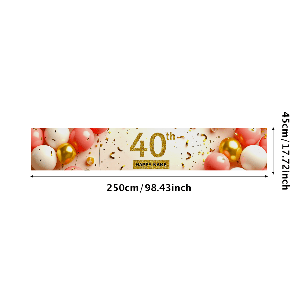 Happy 40th Birthday Background Banner with Glittery Gold 40 Balloons ...