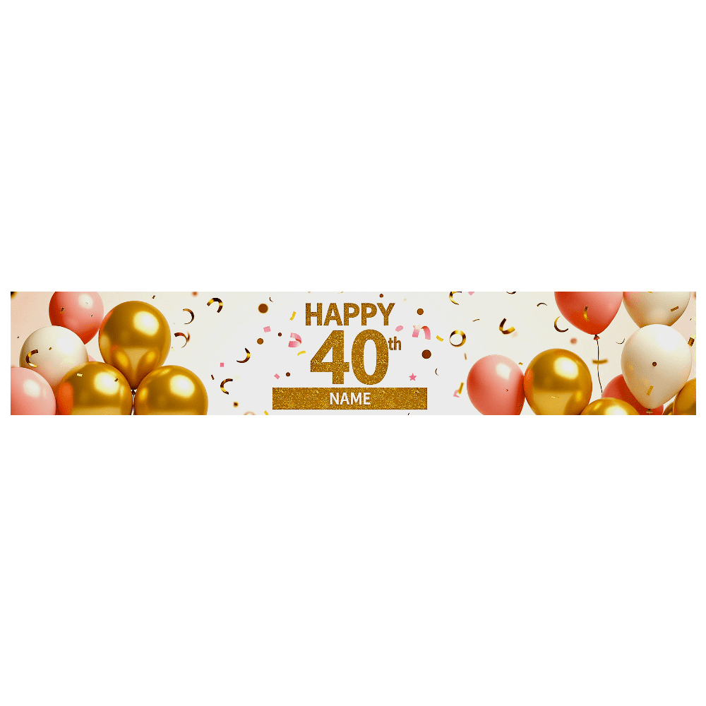 Happy 40th Birthday Background Banner with Glittery Gold 40 Balloons ...