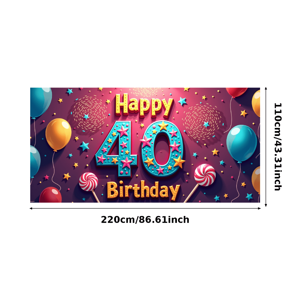 Happy 40th Birthday Background Banner with Fireworks and Stars Party ...