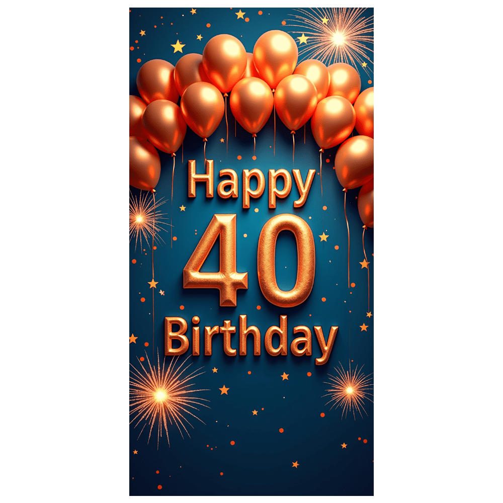 Happy 40th Birthday Background Banner with Fireworks and Stars Party ...