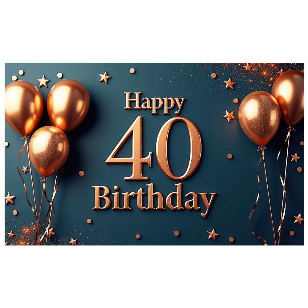Happy 40th Birthday Background Banner with Fireworks and Stars Party ...